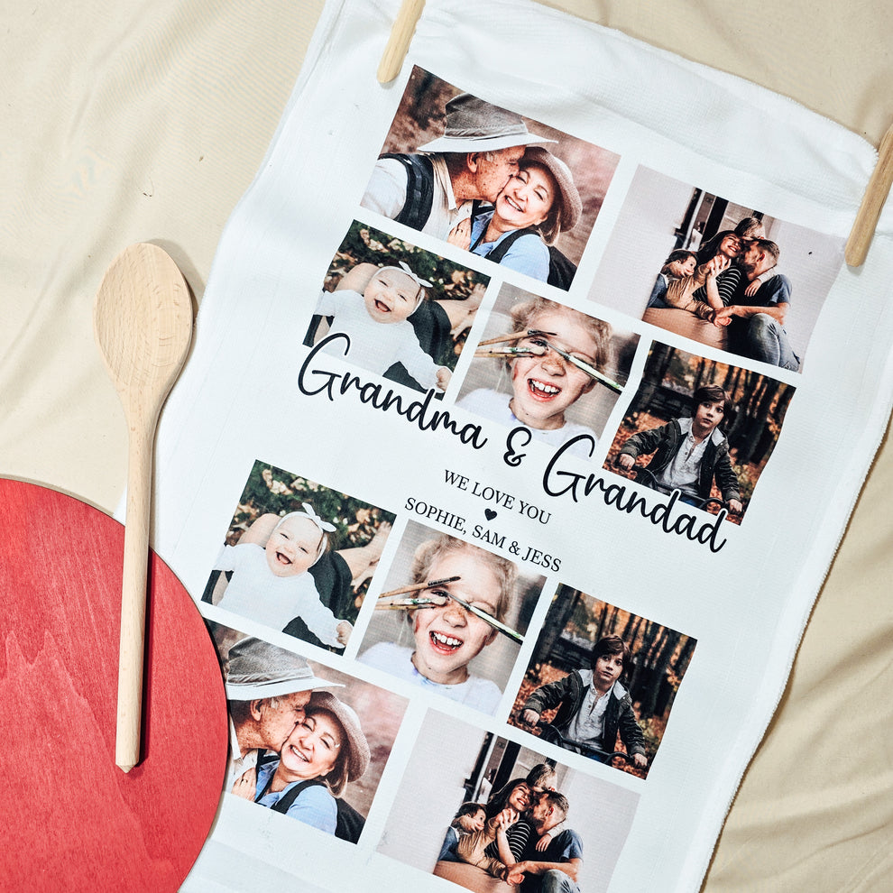 Personalised Kitchen Tea Towel | Custom Photo Collage Gift | Unique ...