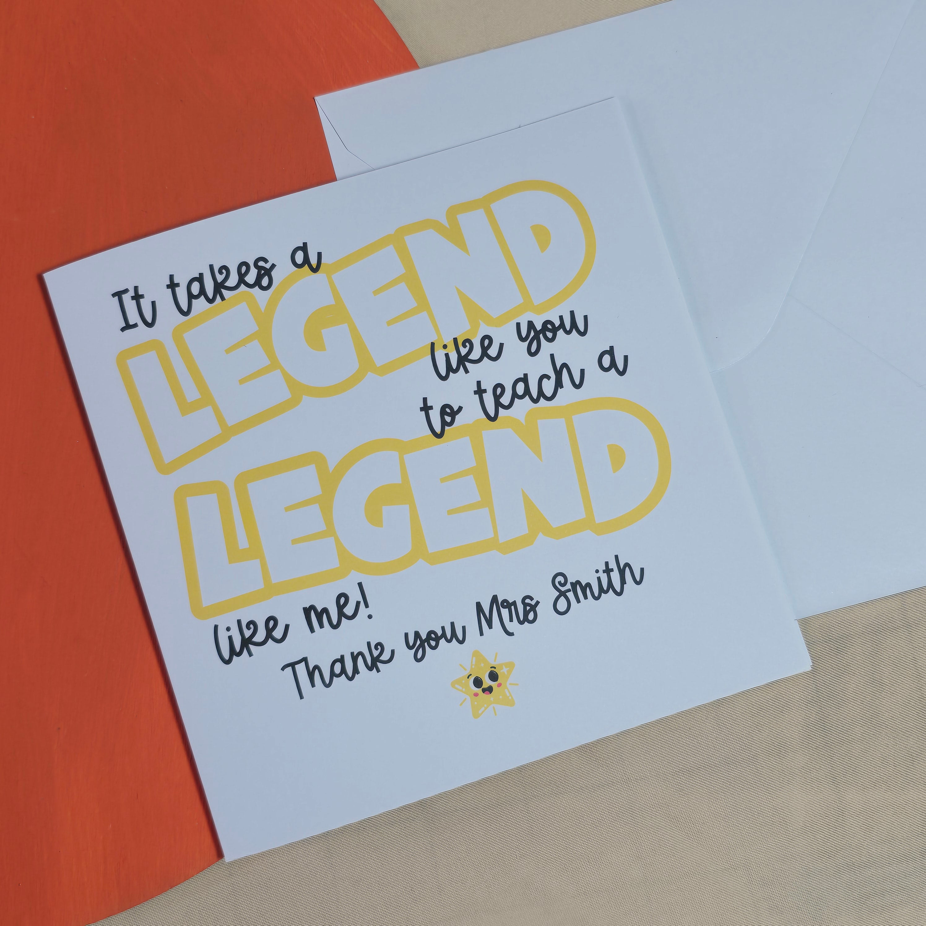 Legendary Teacher Thank You Card – Personalised Square Design – The T Bird