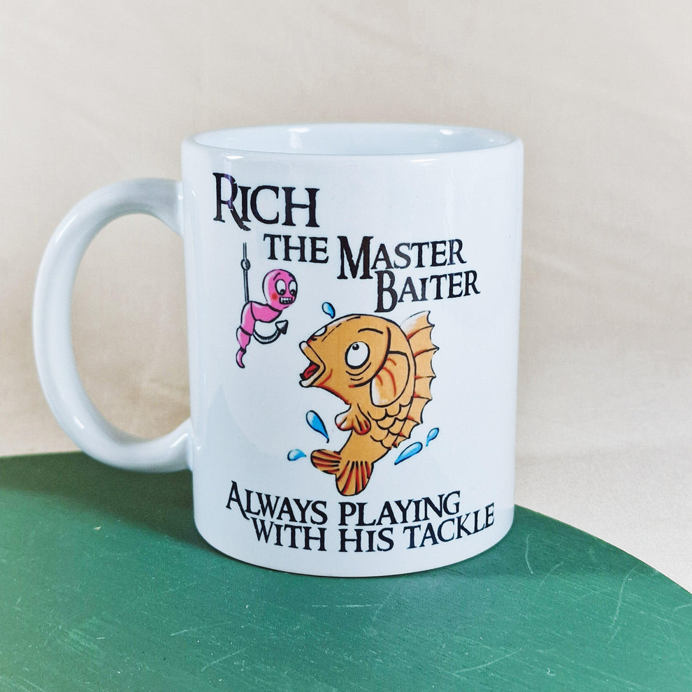 Funny Fishing Mug - "Name the Master Baiter, Always Playing with His T ...